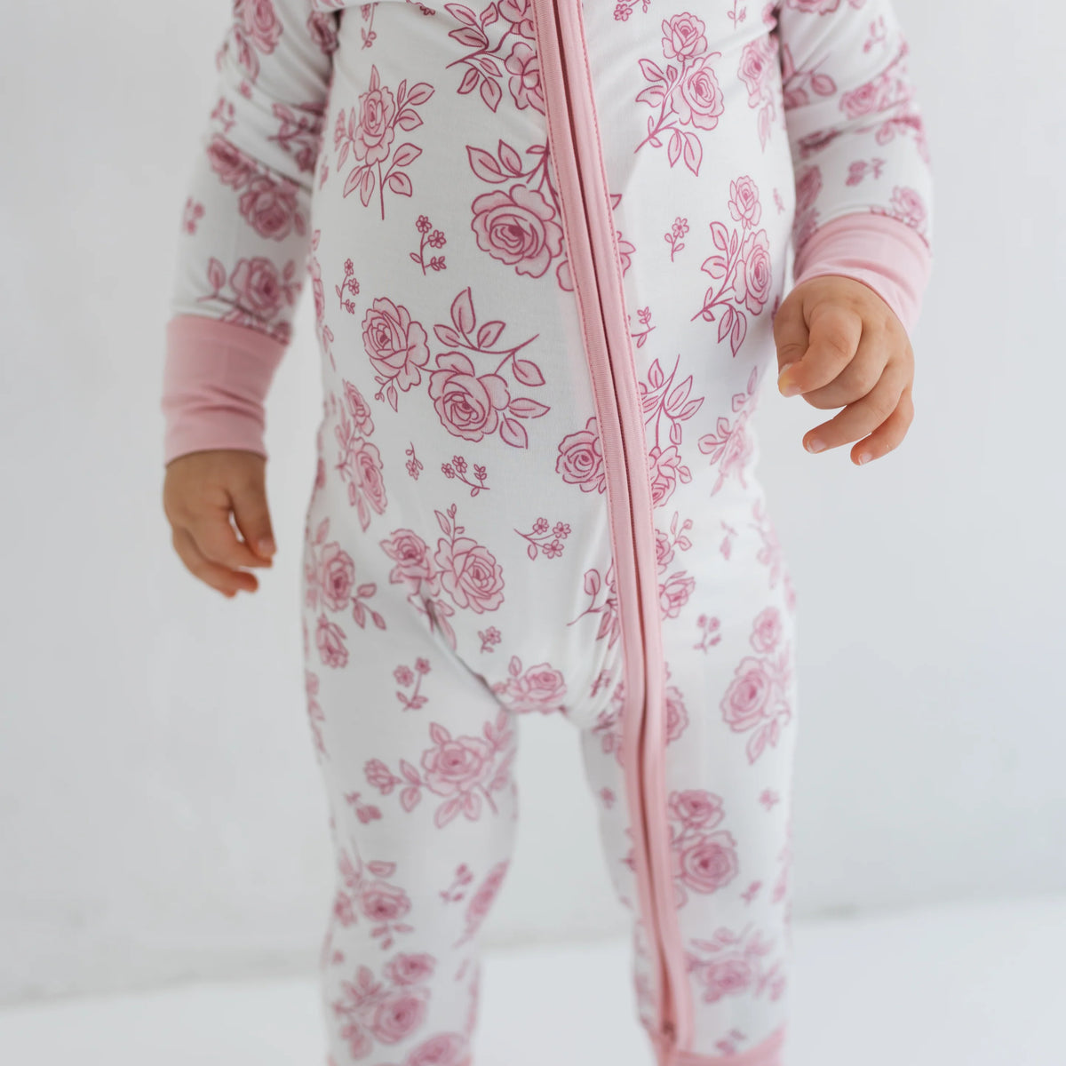 Zipper Romper - Blush Rose Garden – Bumps N Bundles