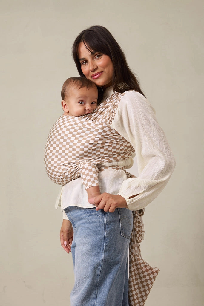 Wrap Carrier - Almondine Chequer – Bumps N Bundles