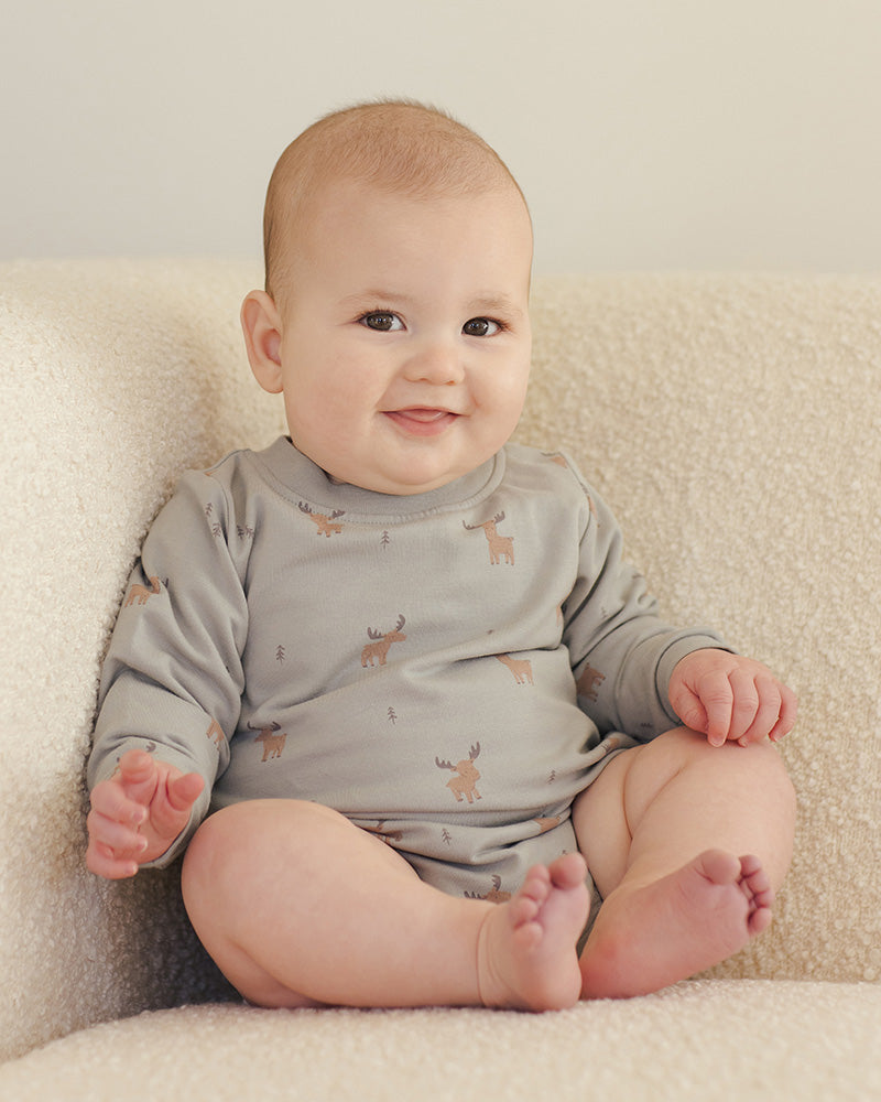Crewneck Bubble Romper - Moose – Bumps N Bundles